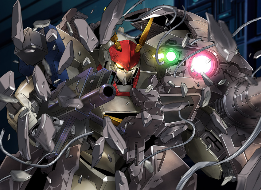 Safebooru - 80s d-1 damaged glowing glowing eyes gun highres kikou ...