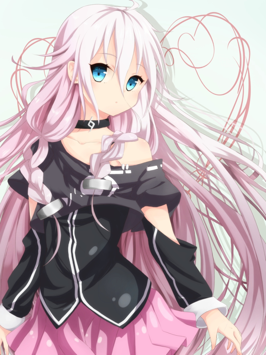 Safebooru - blue eyes braid choker ia (vocaloid) pink hair red string string twin braids ...