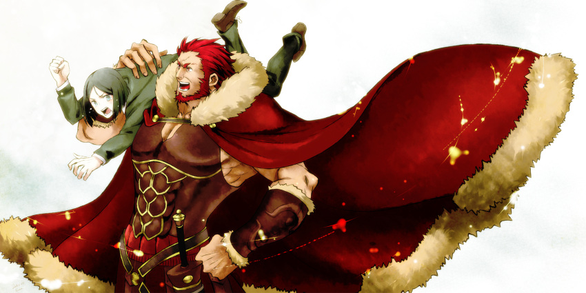 Safebooru 2boys Armor Beard Black Hair Cape Facial Hair Fatezero 1770