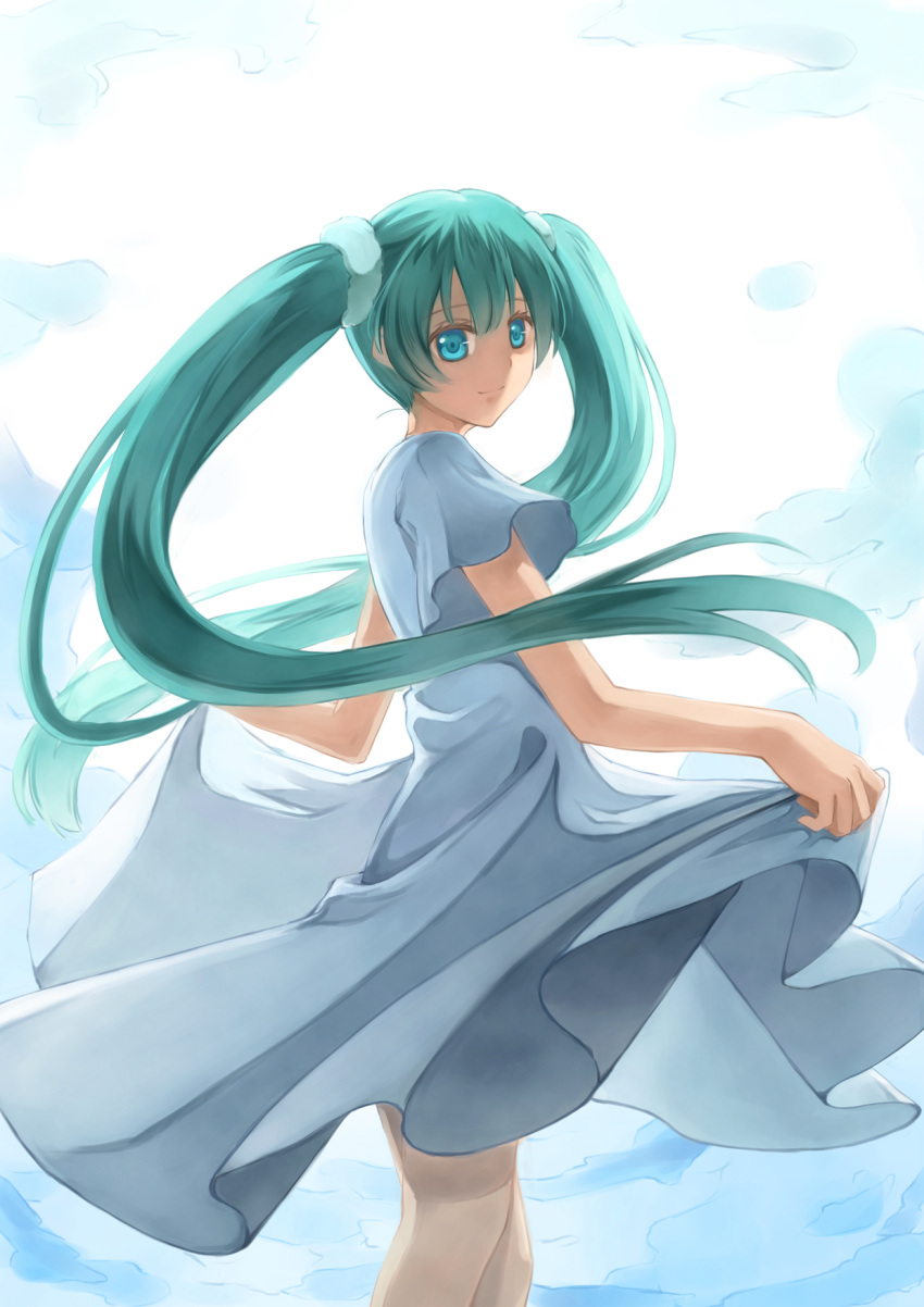 Safebooru - 1girl aqua eyes dress green hair hatsune miku highres kona (shuu cream) long hair ...