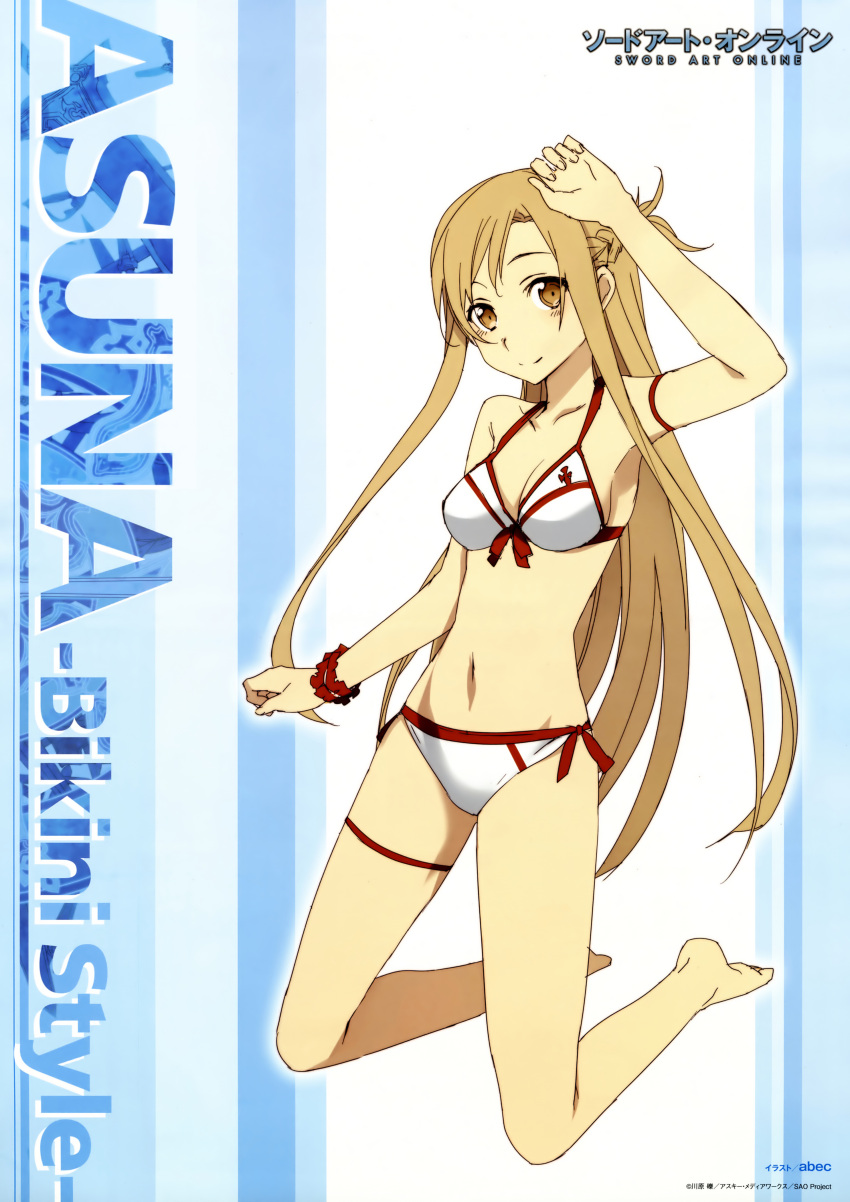 Safebooru - 1girl asuna (sao) barefoot bikini highres long hair swimsuit sword art online yuuki ...