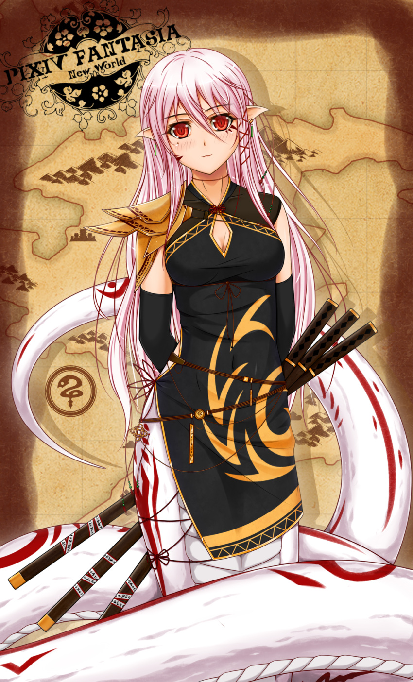 Safebooru - 1girl china dress chinese clothes dress katana lamia long hair midnight (artist ...
