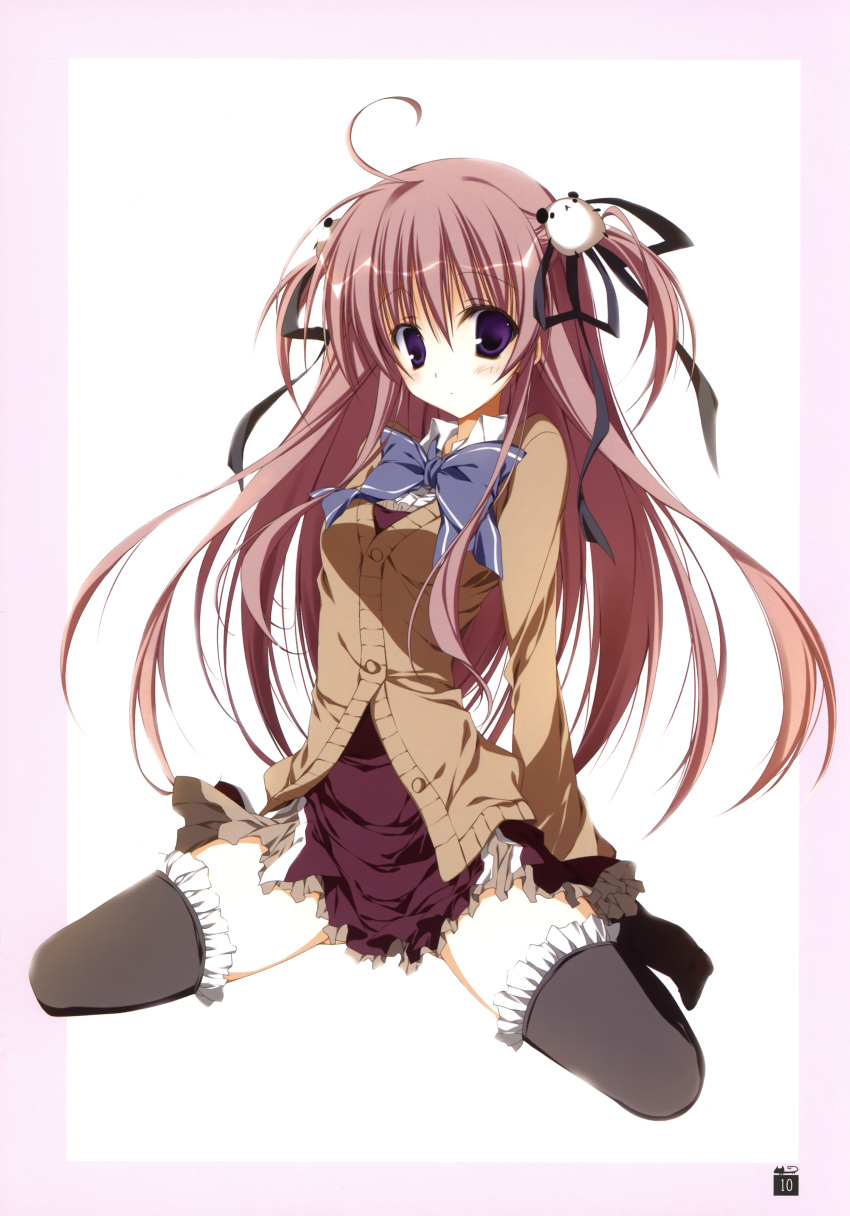 Safebooru - 1girl absurdres black legwear cardigan ebiten (manga) frilled legwear hanamori ...